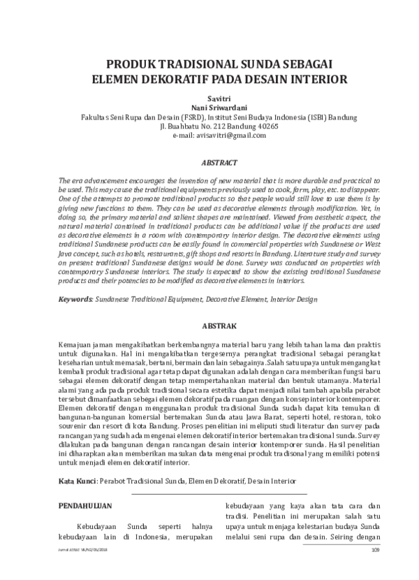 (PDF) Produk Tradisional Sunda Sebagai Elemen Dekoratif Pada Desain ...