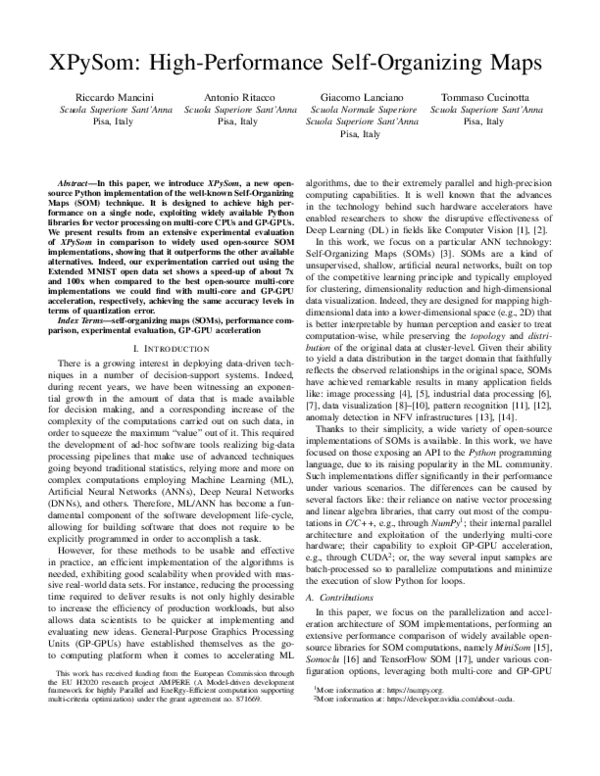 (PDF) XPySom: High-Performance Self-Organizing Maps