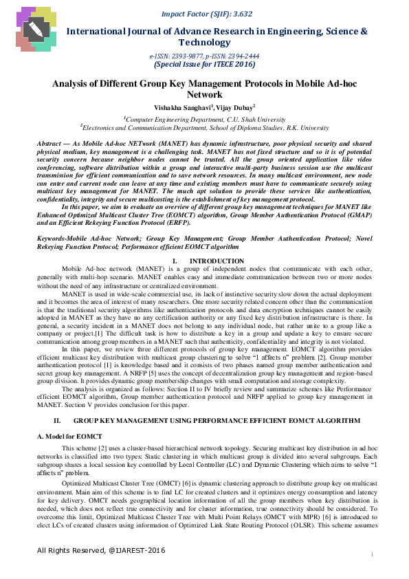 (PDF) Analysis of Different Group Key Management Protocols in Mobile Ad ...