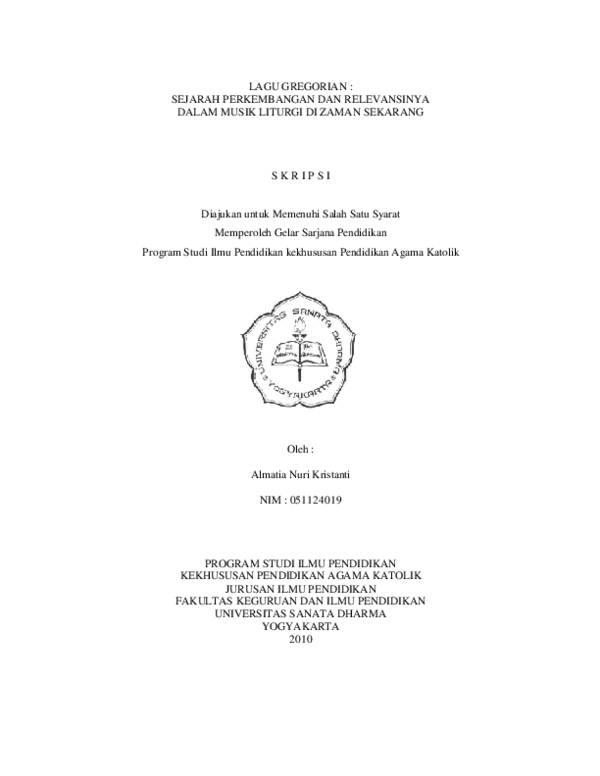 (PDF) Lagu Gregorian : sejarah perkembangan dan relevansinya dalam ...