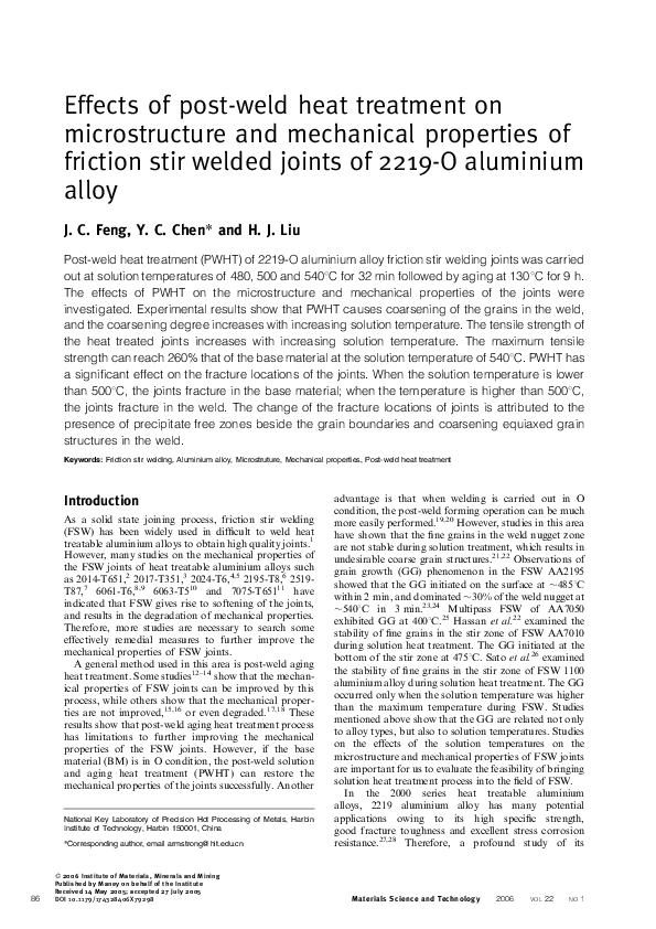 (PDF) Effects of Post-Weld Heat Treatment on Microstructure and Mechanical Properties of Al-12 ...