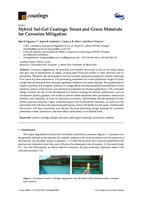 (PDF) Hybrid Sol-Gel Coatings: Smart and Green Materials for Corrosion ...