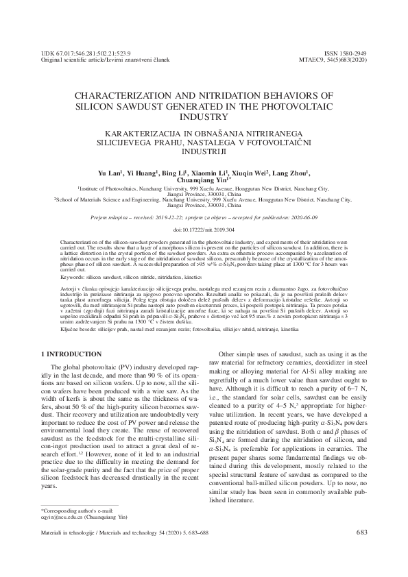 (PDF) Characterization and nitridation behaviors of silicon sawdust ...