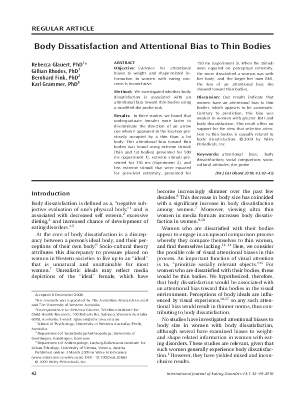 (PDF) Body dissatisfaction and attentional bias to thin bodies