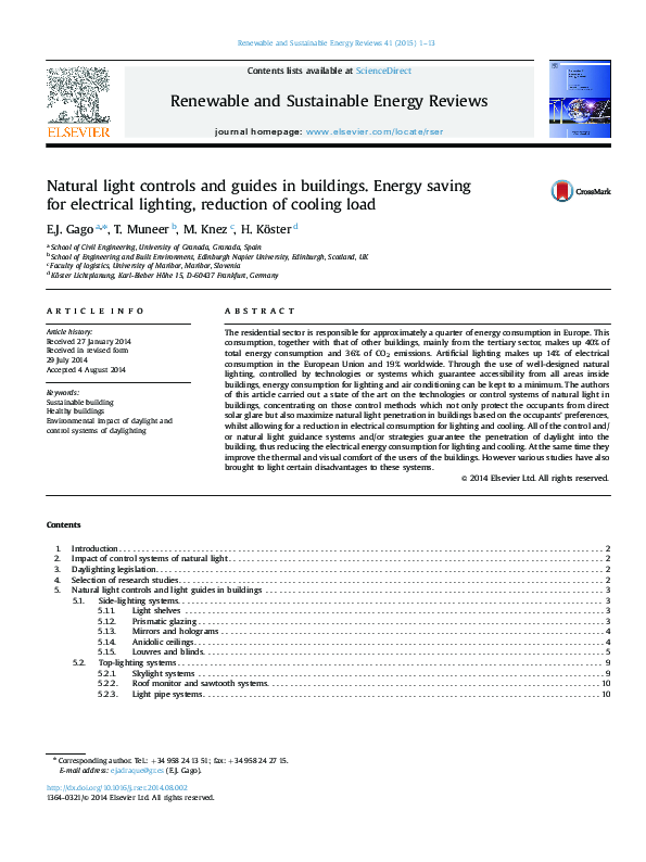 (PDF) Natural light controls and guides in buildings. Energy saving for ...