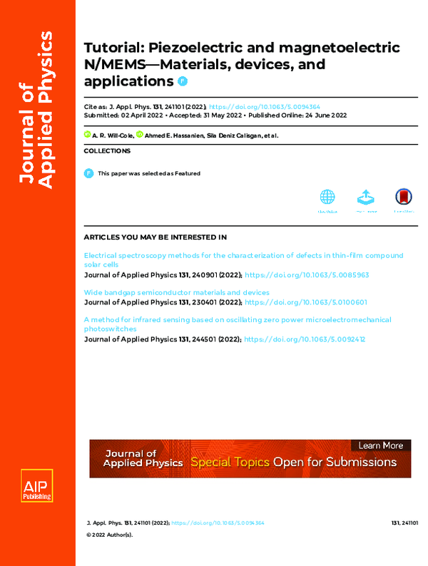 (PDF) Tutorial: Piezoelectric and magnetoelectric N/MEMS—Materials ...