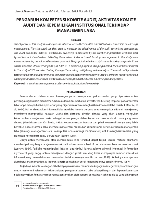 (PDF) Pengaruh Kompetensi Komite Audit, Aktivitas Komite Audit Dan Kepemilikan Institusional ...