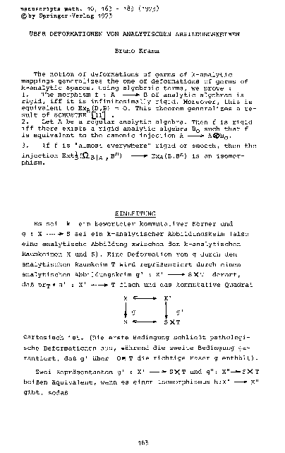 (PDF) ber Deformationen von analytischen Abbildungskeimen