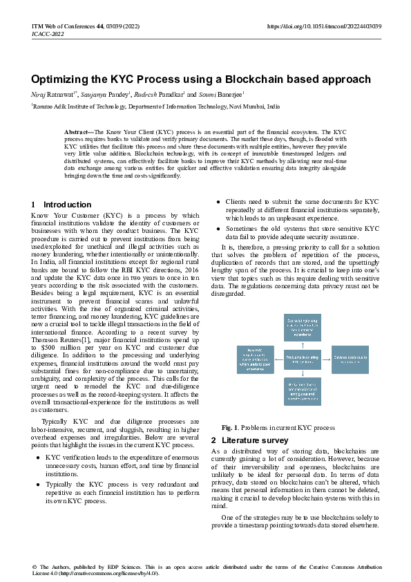 (PDF) Optimizing the KYC Process using a Blockchain based approach