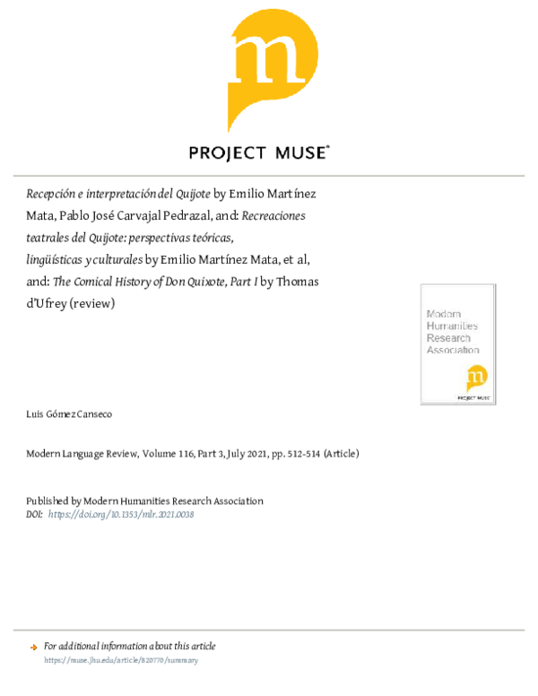 (PDF) Thomas D'Urfey, The Comical History of Don Quixote, Part I ...