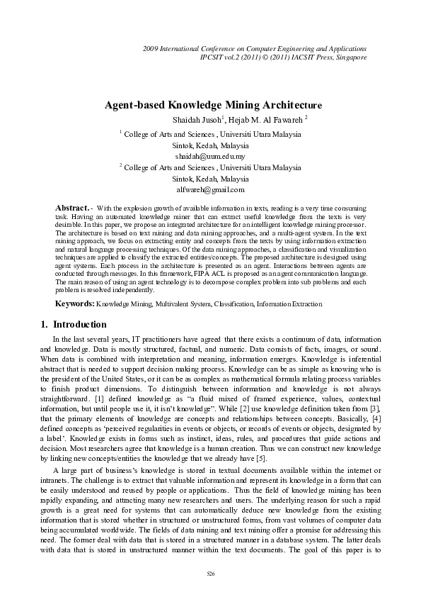 (PDF) Agent-based knowledge mining architecture