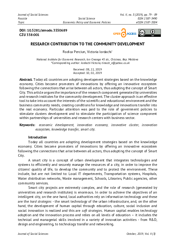 (PDF) Research Contribution for the Community Development