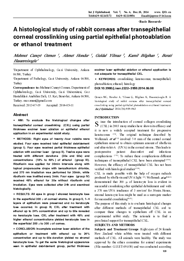 (PDF) A histological study of rabbit corneas after transepithelial ...