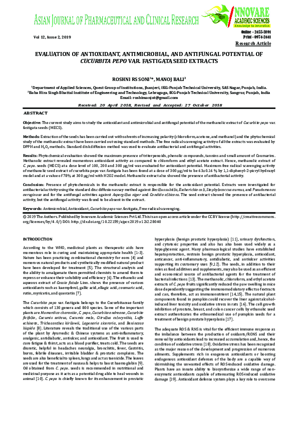 (PDF) Evaluation of antioxidant, antimicrobial and antibiofilm ...