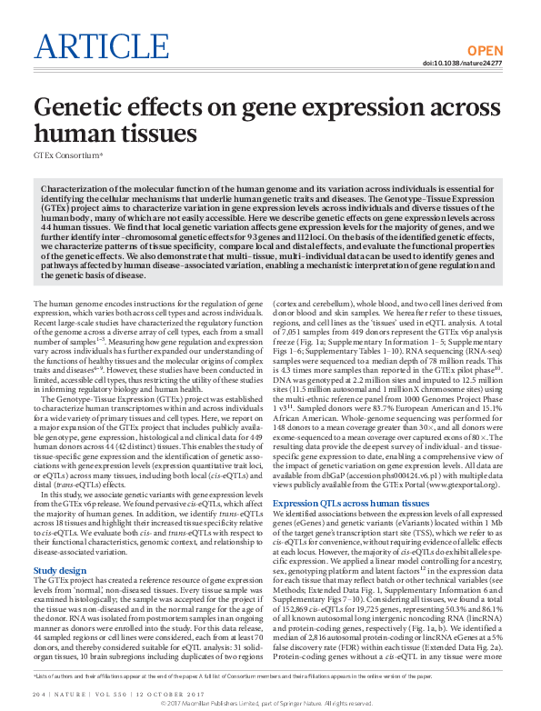 (PDF) Genetic effects on gene expression across human tissues