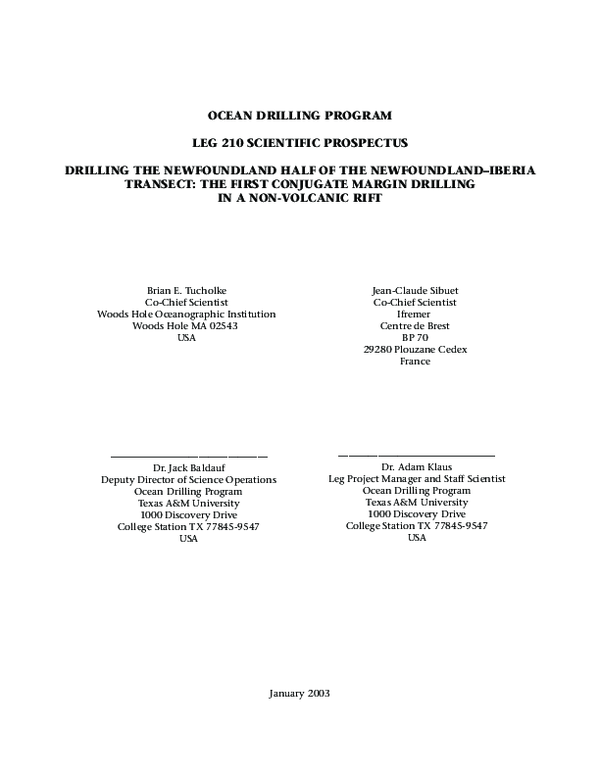 (PDF) Drilling The Newfoundland Half of the Newfoundland Iberia ...