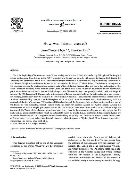 (PDF) How was Taiwan created?