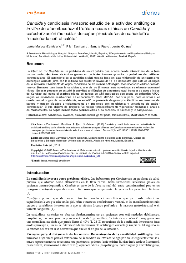 (PDF) Candida y candidiasis invasora : estudio de la actividad ...