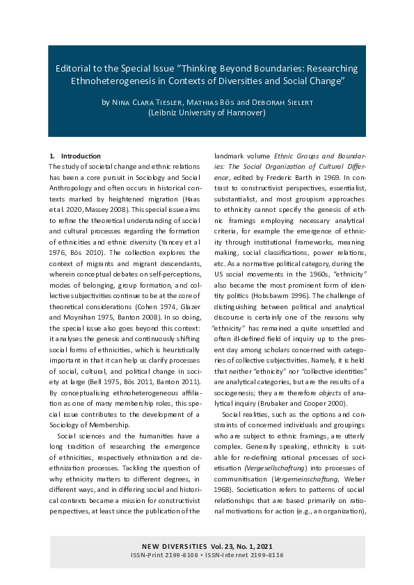 (PDF) Editorial to the Special Issue "Thinking Beyond Boundaries ...