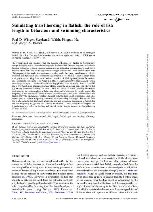 (PDF) Simulating trawl herding in flatfish: the role of fish length in behaviour and swimming ...