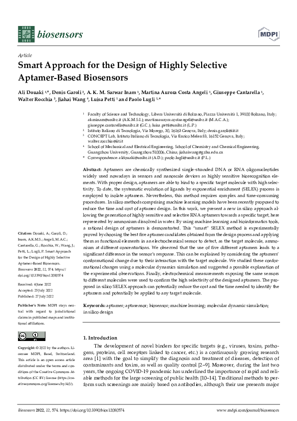 (PDF) Smart Approach for the Design of Highly Selective Aptamer-Based ...