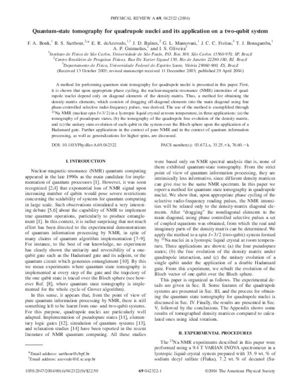 (PDF) Quantum-state tomography for quadrupole nuclei and its ...