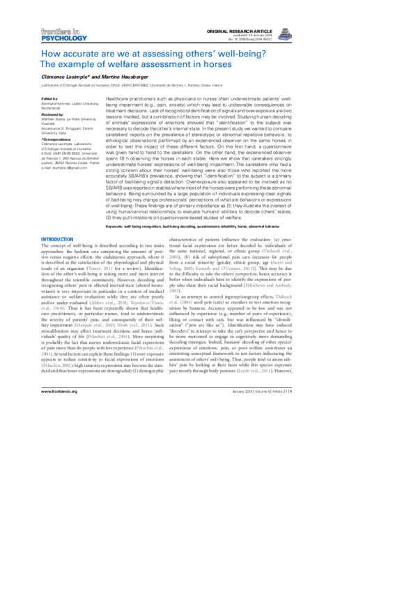 (PDF) How accurate are we at assessing others’ well-being? The example ...