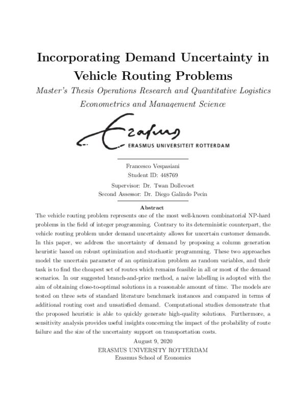 (PDF) Incorporating Demand Uncertainty in Vehicle Routing Problems