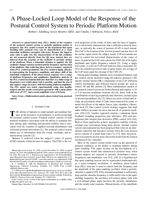 (PDF) A Phase-Locked Loop Model of the Response of the Postural Control System to Periodic ...
