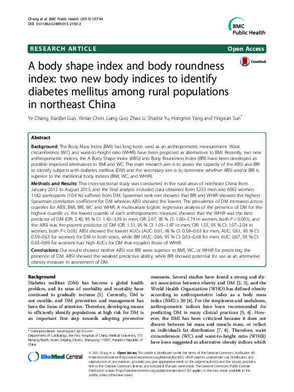 (PDF) New Indices for Identifying Diabetes in China
