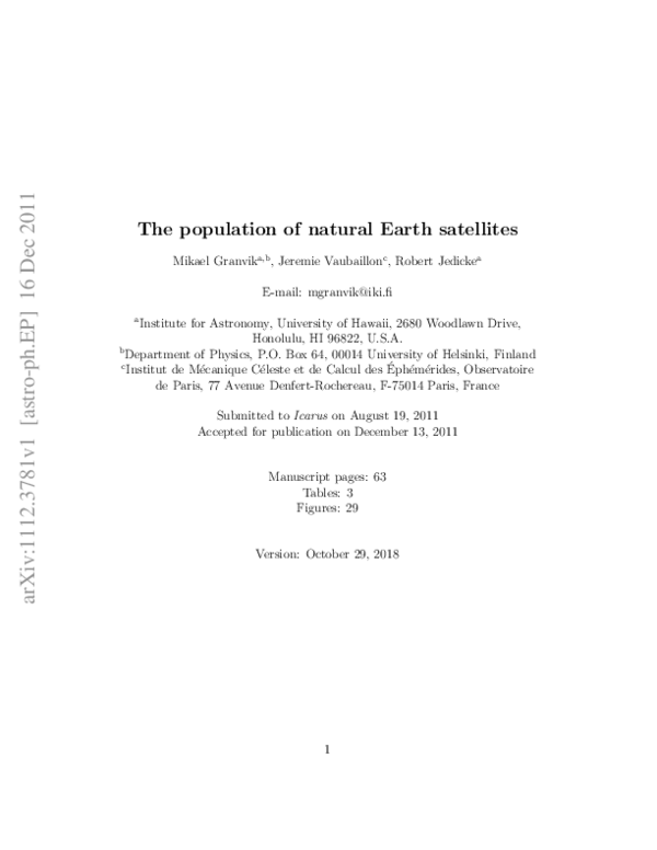 (PDF) The population of natural Earth satellites