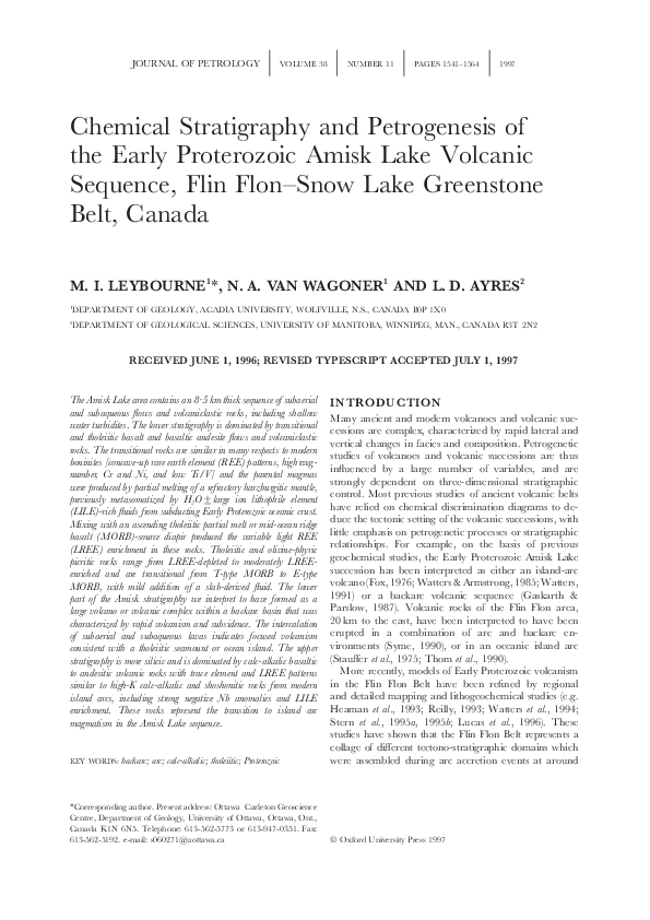 (PDF) Chemical Stratigraphy and Petrogenesis of the Early Proterozoic ...