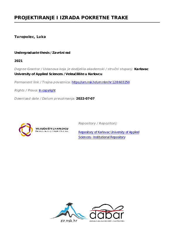 (PDF) Projektiranje I Izrada Pokretne Trake