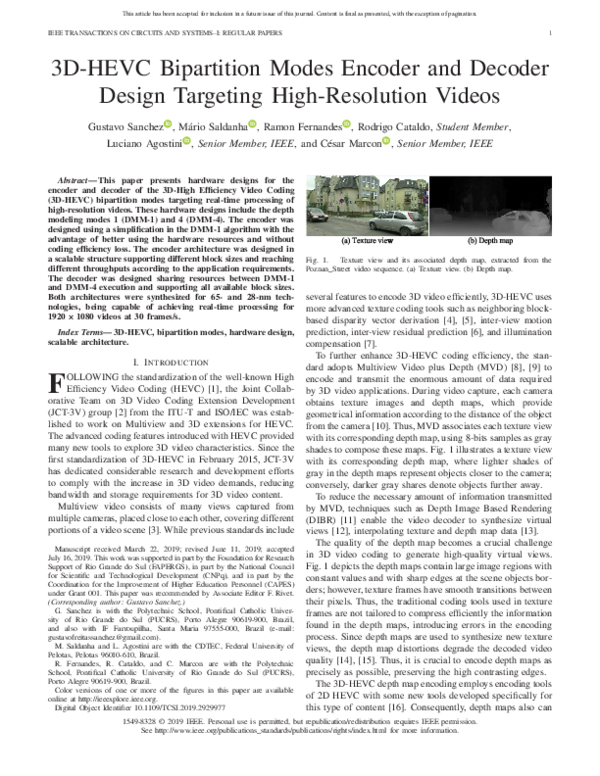 Pdf 3d Hevc Bipartition Modes Encoder And Decoder Design Targeting