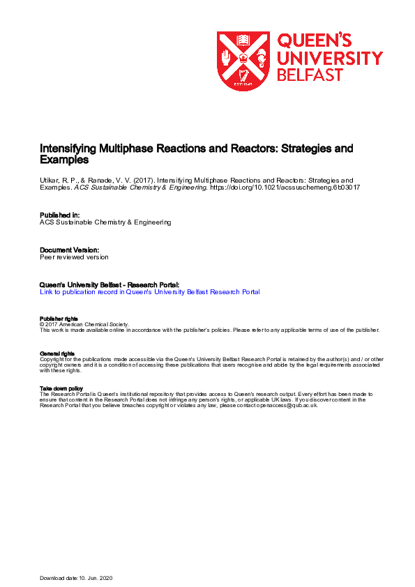 Pdf Intensifying Multiphase Reactions And Reactors Strategies And Examples
