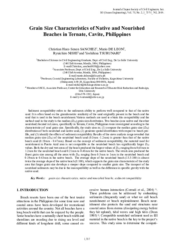 (PDF) Grain Size Characteristics of Native and Nourished Beaches in ...