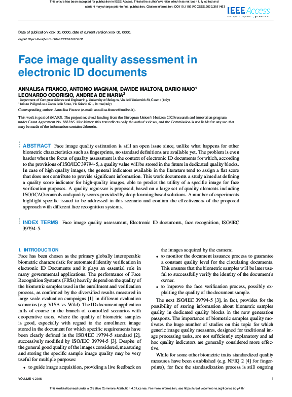 (PDF) Face image quality assessment in electronic ID documents