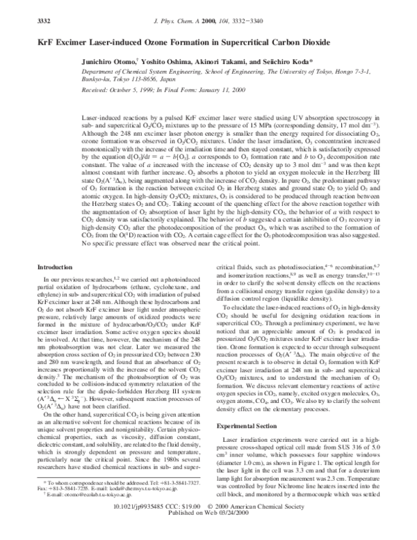 (PDF) KrF Excimer Laser-induced Ozone Formation in Supercritical Carbon ...