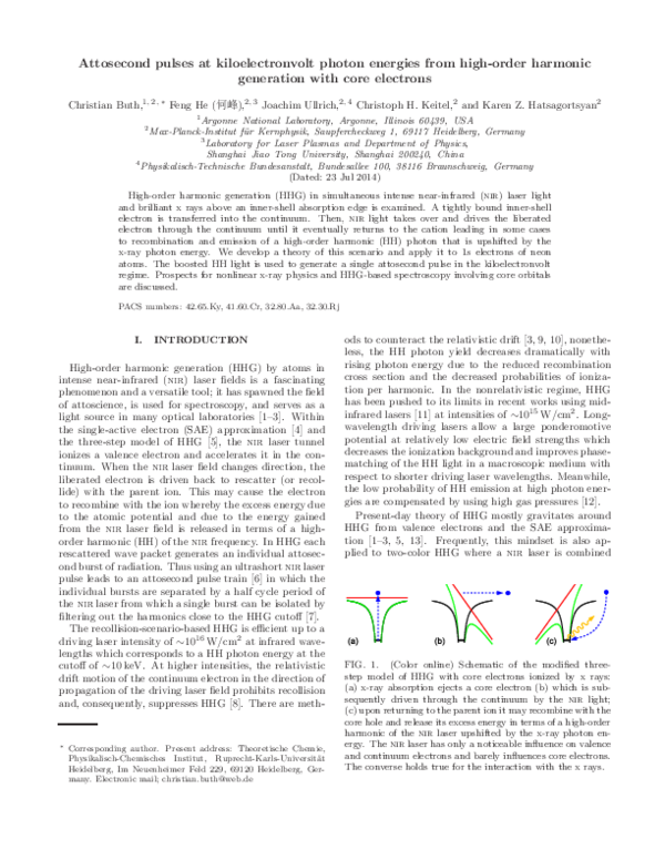 (PDF) Attosecond pulses at kiloelectronvolt photon energies from high-order-harmonic generation ...