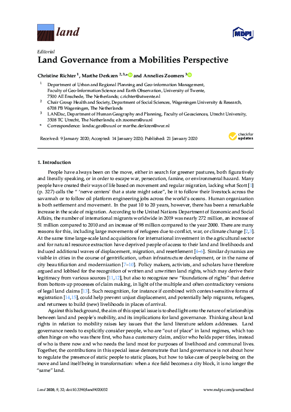 (PDF) Land Governance from a Mobilities Perspective