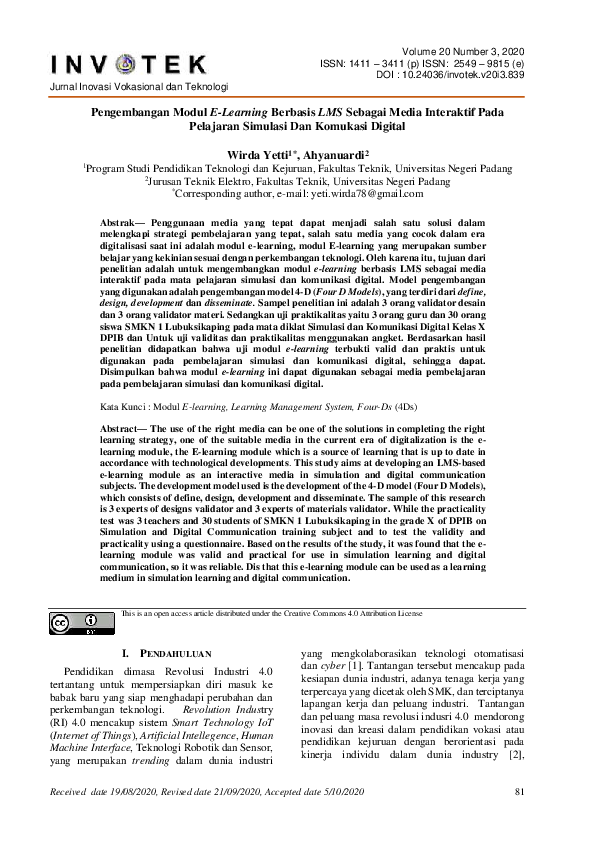 (PDF) Pengembangan Modul E-Learning Berbasis LMS Sebagai Media Interaktif Pada Pelajaran ...