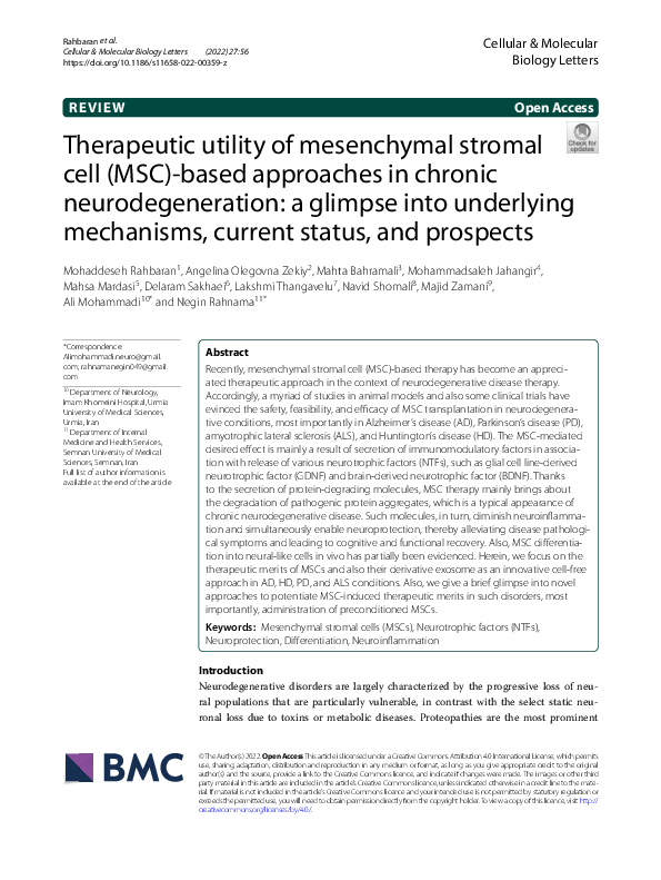 (PDF) Therapeutic utility of mesenchymal stromal cell (MSC)-based approaches in chronic ...