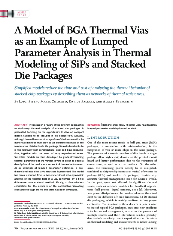 (PDF) A Model of BGA Thermal Vias as an Example of Lumped Parameter Analysis in Thermal Modeling ...