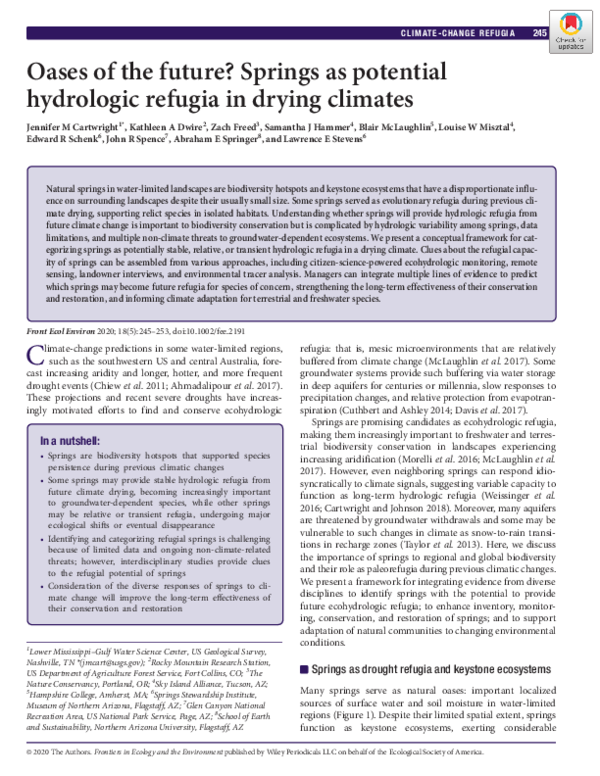 (PDF) Oases of the future? Springs as potential hydrologic refugia in ...