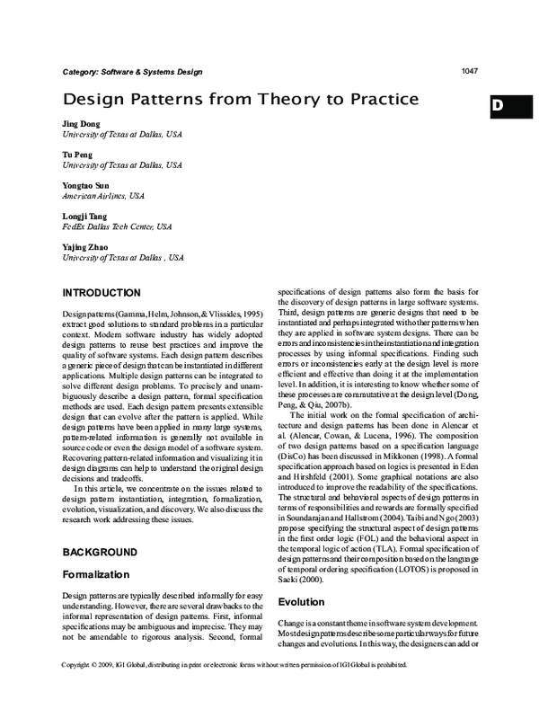 (PDF) Design Patterns from Theory to Practice
