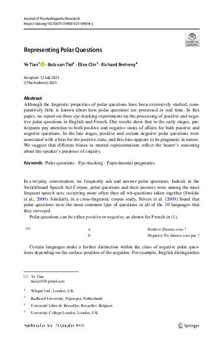 (PDF) Representing Polar Questions
