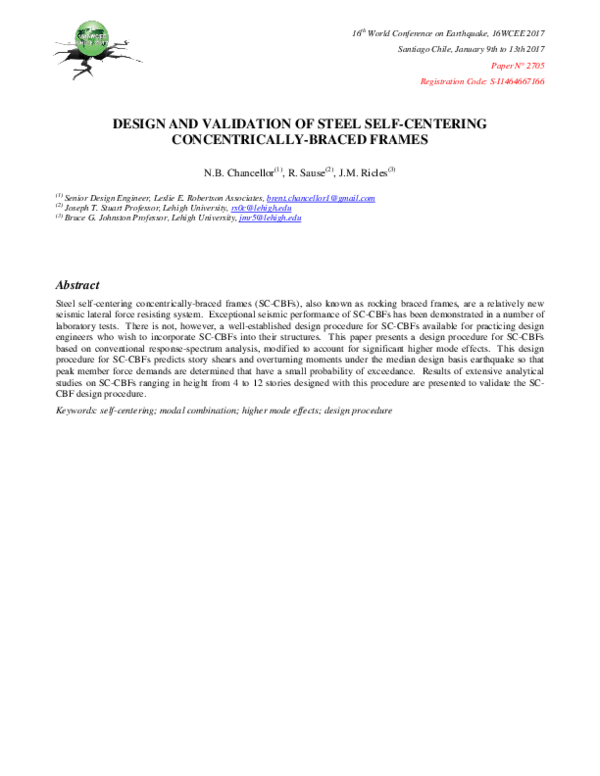 (PDF) Design and Validation of Steel Self-Centering Concentrically ...