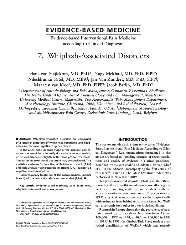 (PDF) 7. Whiplash-Associated Disorders