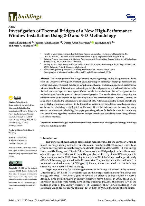 (PDF) Investigation of Thermal Bridges of a New High-Performance Window ...
