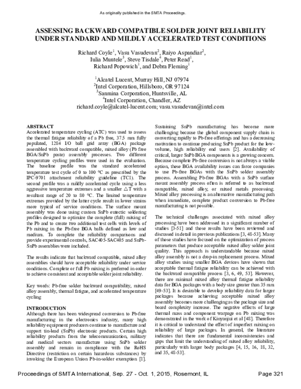 (PDF) Assessing Backward Compatible Solder Joint Reliability Under ...
